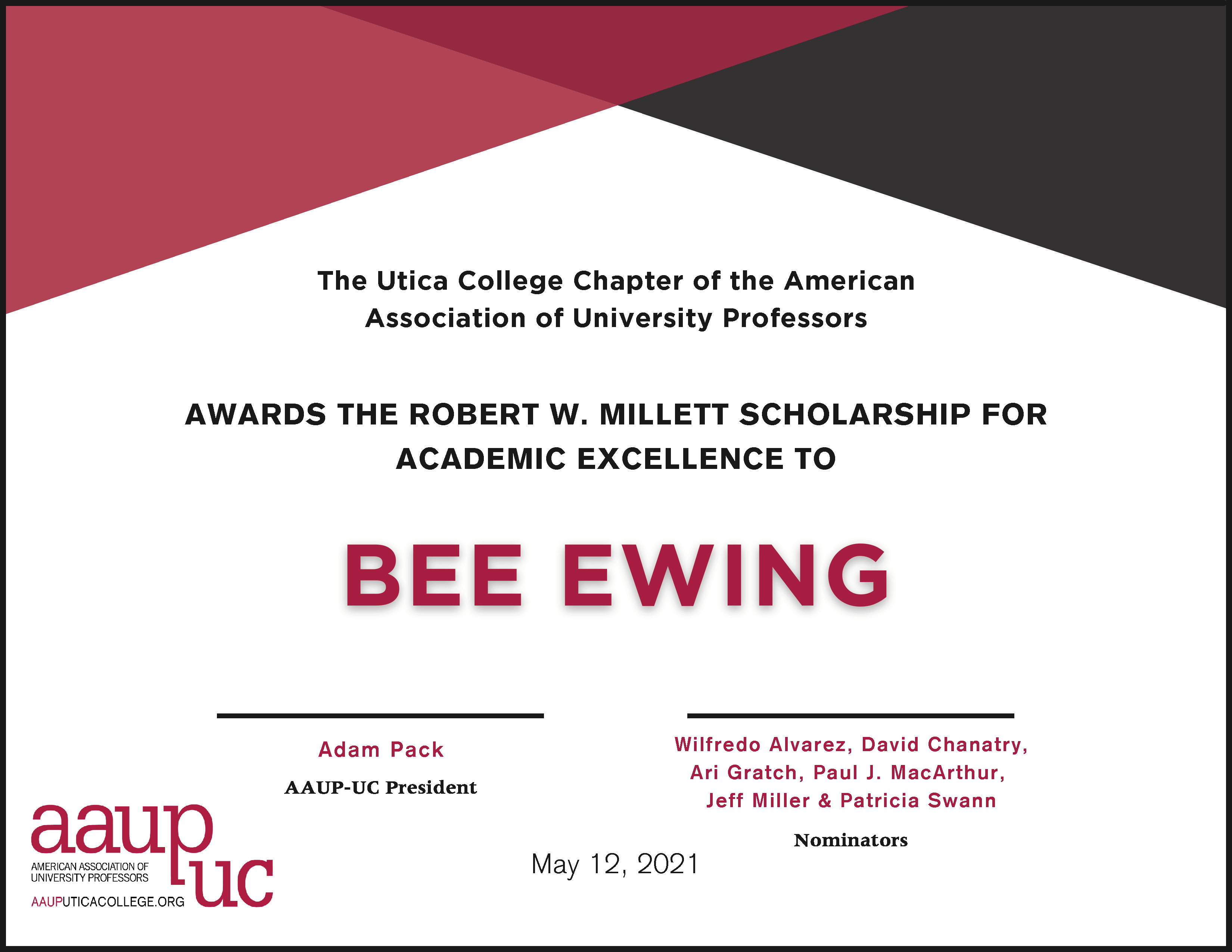 Congratulations to the 2021 AAUP-UC Scholarship Winners! | AAUP Utica